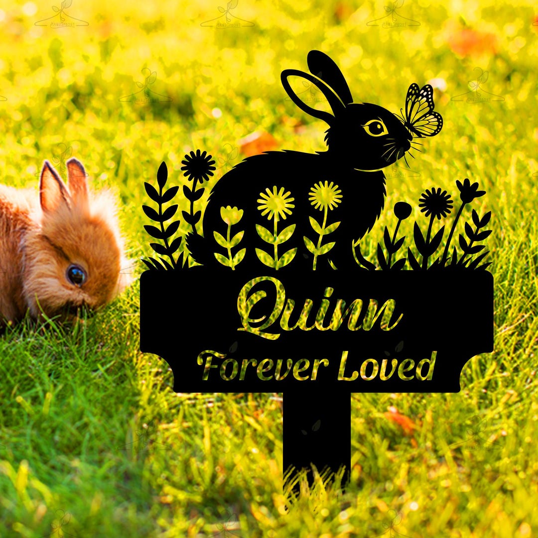 Rabbit Bunny Memorial Stake Personalized, Rabbit Grave Markers Stake ...