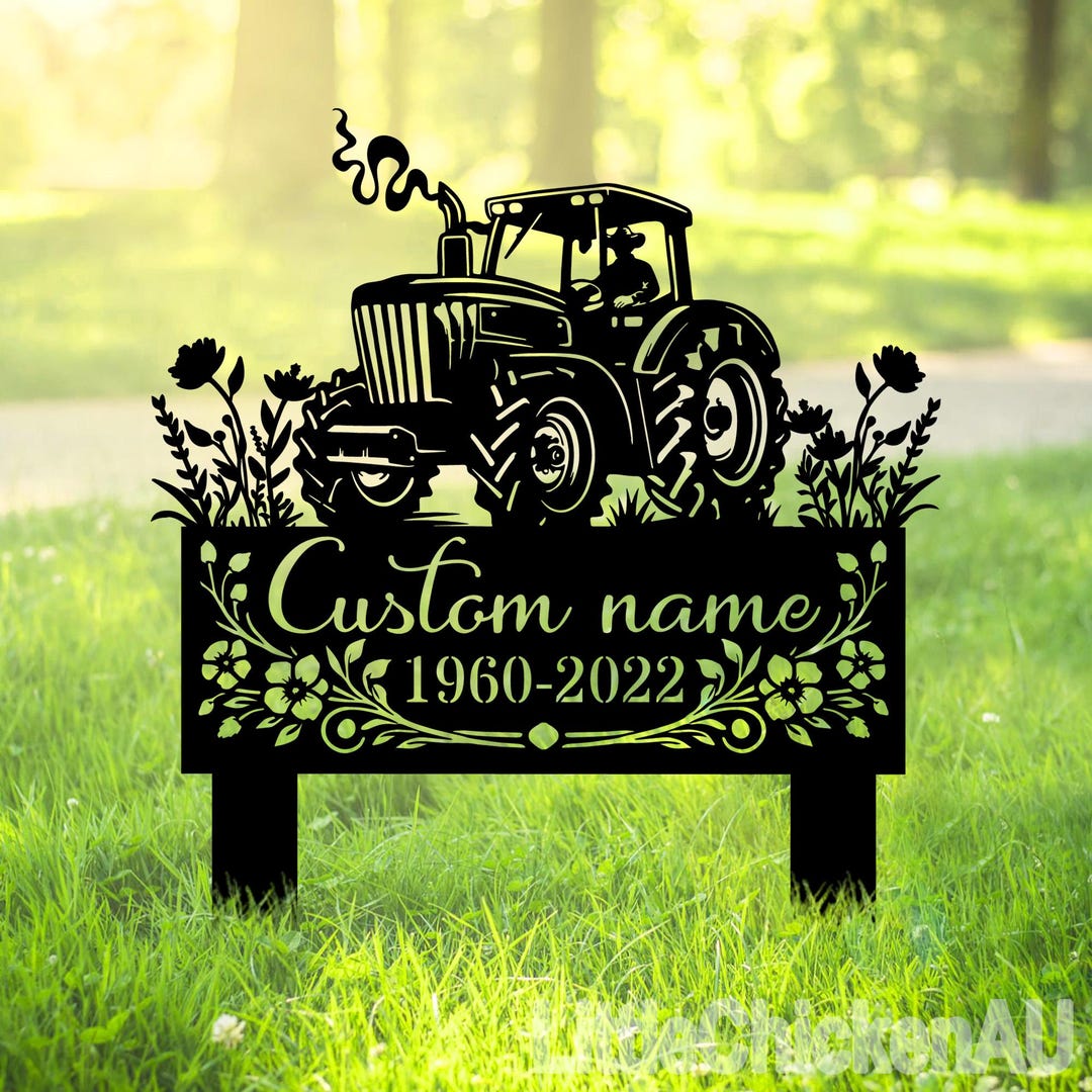 Farmer on Tractor Memorial Stake Personalized, Remembrance Stake for ...