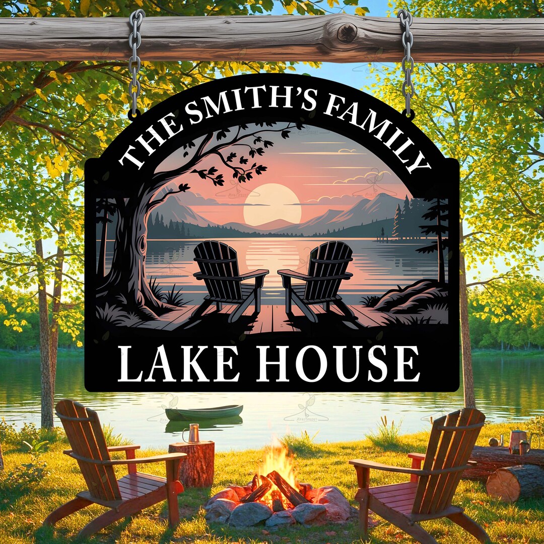 Metal Sign Lake Dock Sign , Deer Lake Sign, Family Lake Lot Sign, Lake ...
