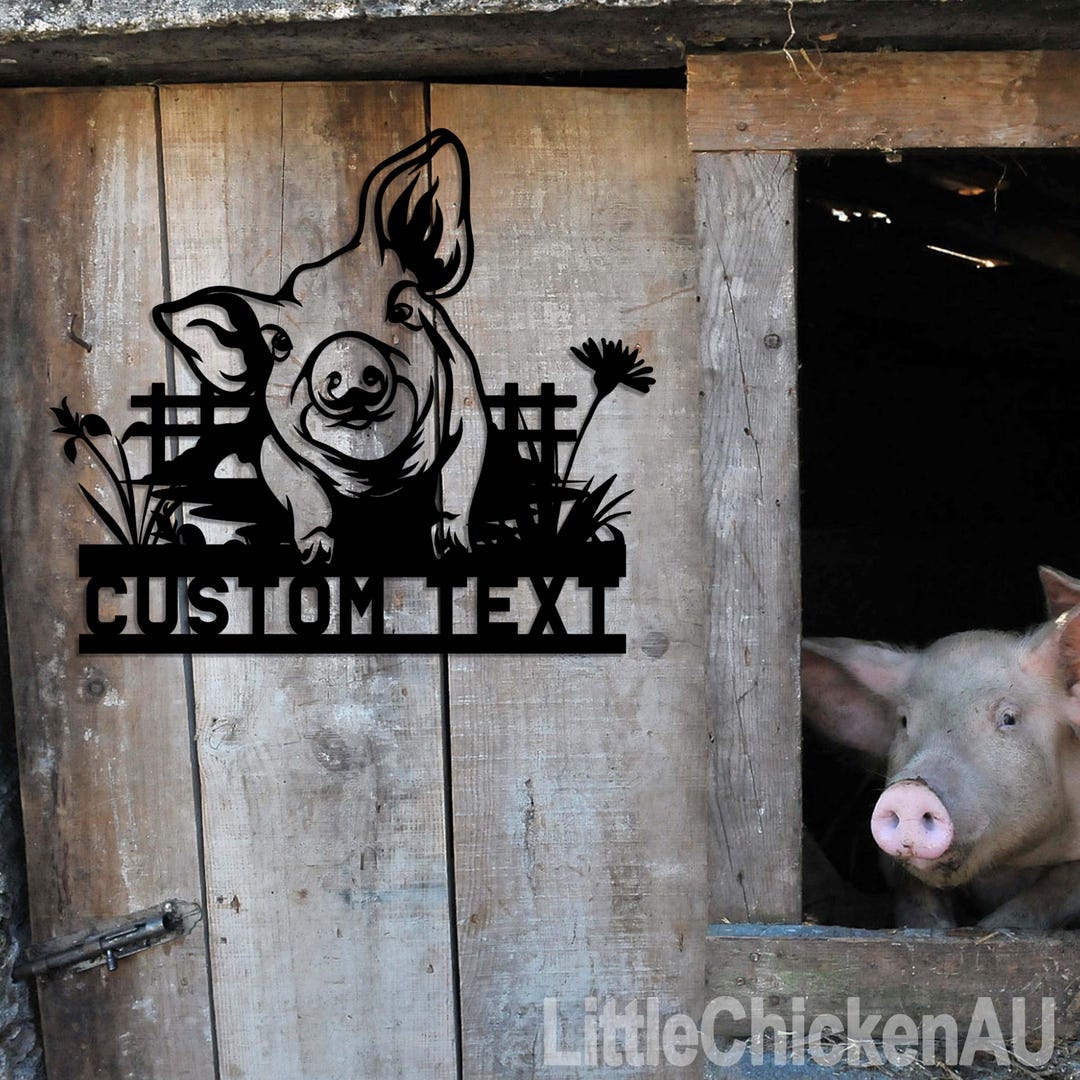 Pig Metal Sign Pig Farm Sign Personalized Pig Metal Wall Art Pig Metal ...