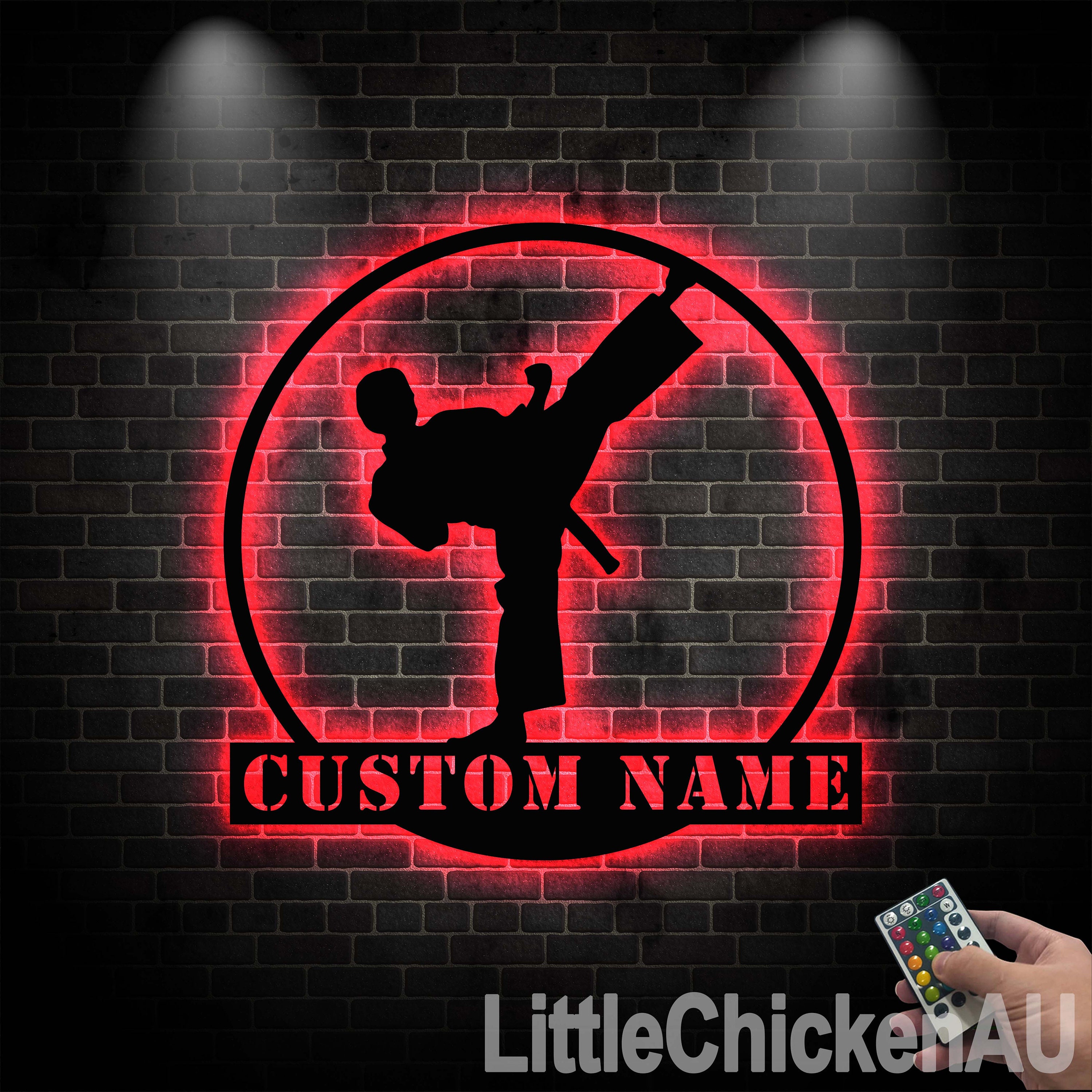 Personalized Boy Taekwondo Martial Arts Metal Wall Art With LED Light ...