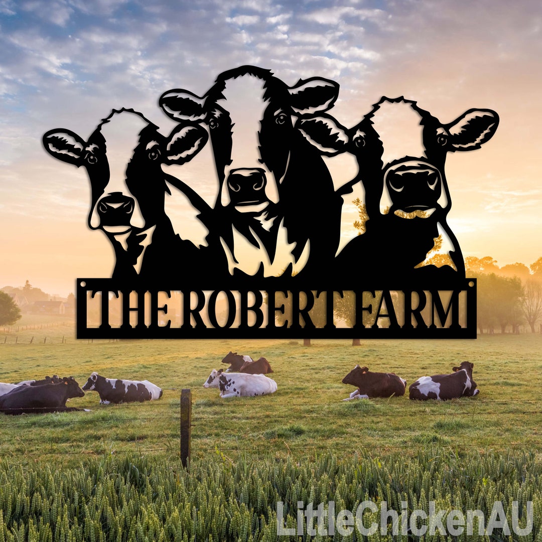 Personalized Metal Cow Farm Sign, Farmer Gift, Outdoor Cow Farm Decor ...