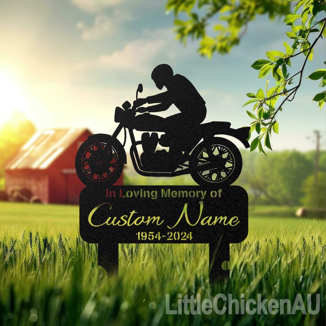 Custom Name Motorcycle Rider Memorial Garden Sign,personalized ...