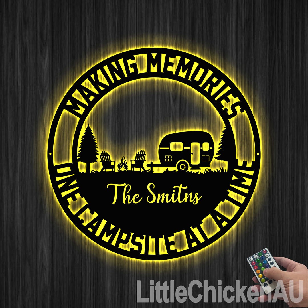 Camping Metal Sign With Led Light Custom, Fifth Wheel Sign, Making ...