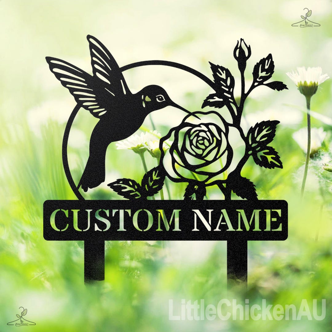 Personalized Metal Garden Decor, Bird With Stakes Garden Sign, Flower ...