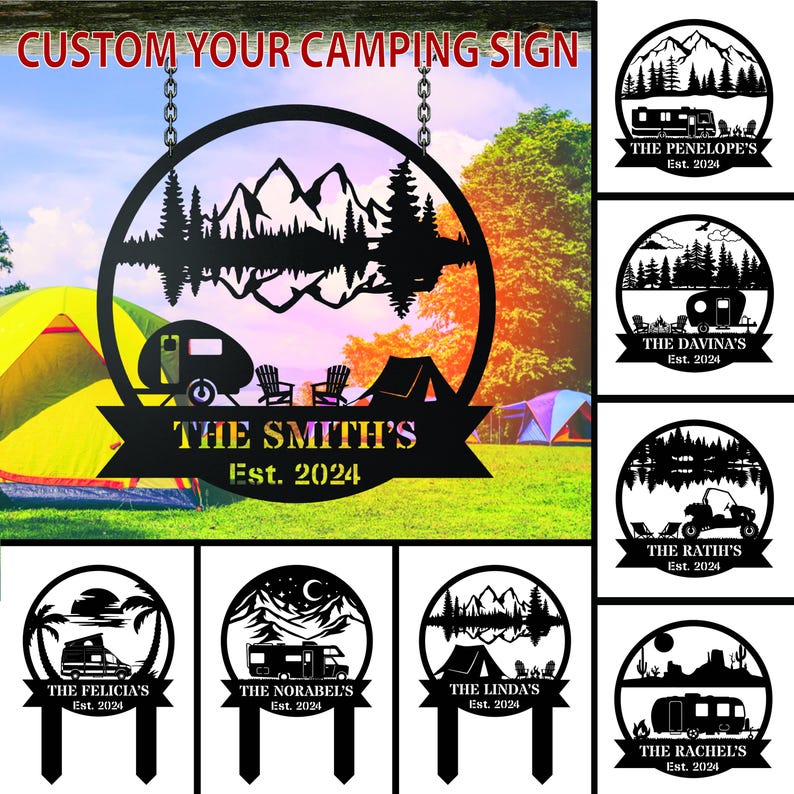 Your Camping Metal Sign Custom, Custom Camper Sign, Campsite Sign ...