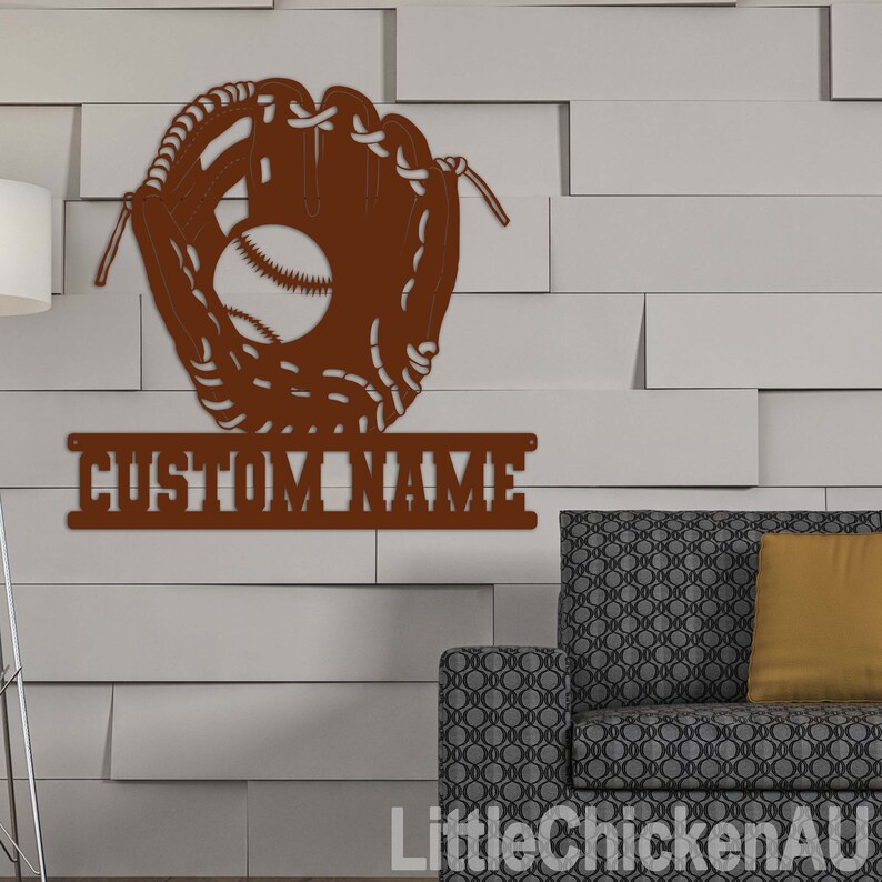Baseball Metal Sign Wall Art With LED Light, Custom Baseball Player ...