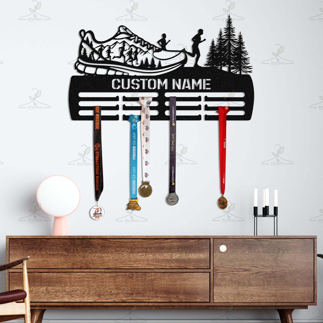Personalized Running Medal Holder, Custom Name Marathon Medal Rack Gift ...