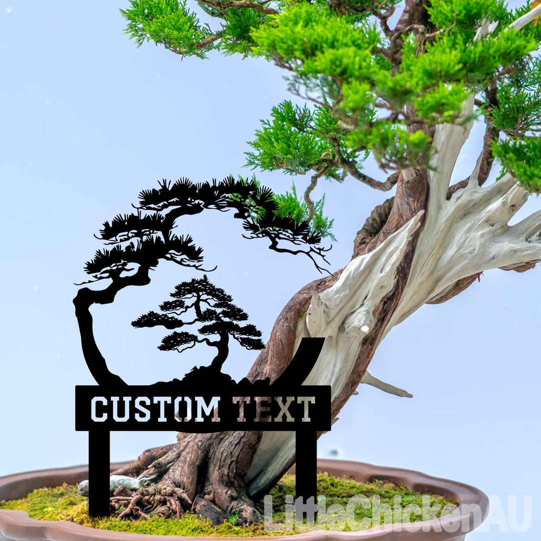 Bonsai Tree Garden Sign With Stake Custom, Metal Bonsai Garden Stake ...