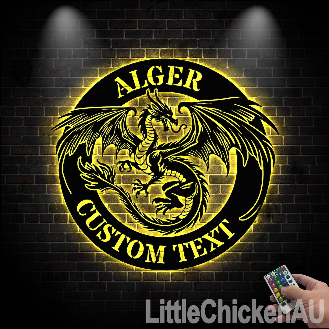 Personalized Dragon Metal Wall Art With LED Lights, Custom Dragon Metal ...
