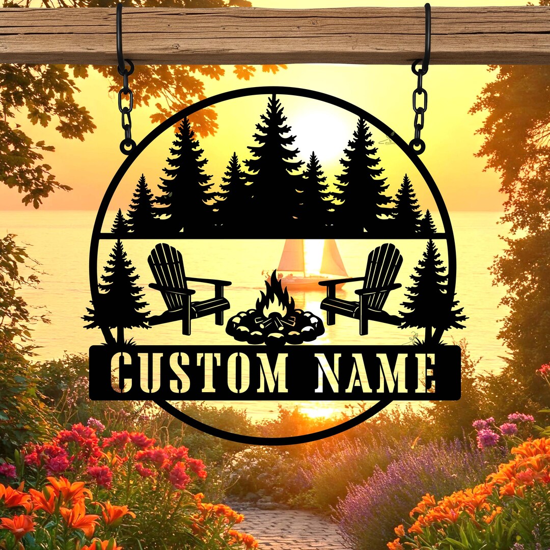 Personalized Campfire Metal Sign, Custom Camping Sign, Cabin Decor ...