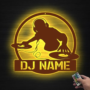 DJ Player Metal Sign With LED Light, Custom DJ Metal Wall Art, Disc ...