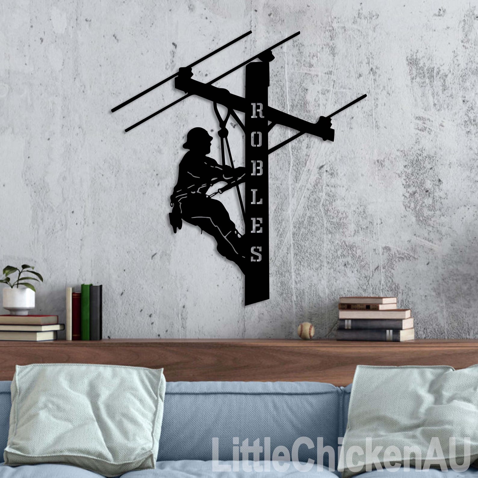 Personalized Lineman Metal Wall Art With LED Light, Custom US Lineman ...
