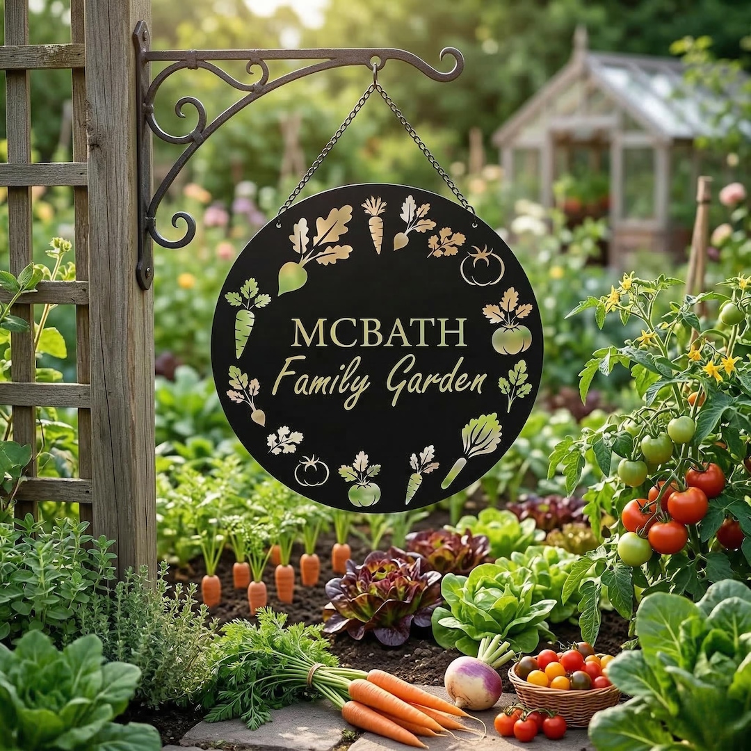 Personalized Vegetable Garden Metal Sign, Custom Family Garden Decor ...