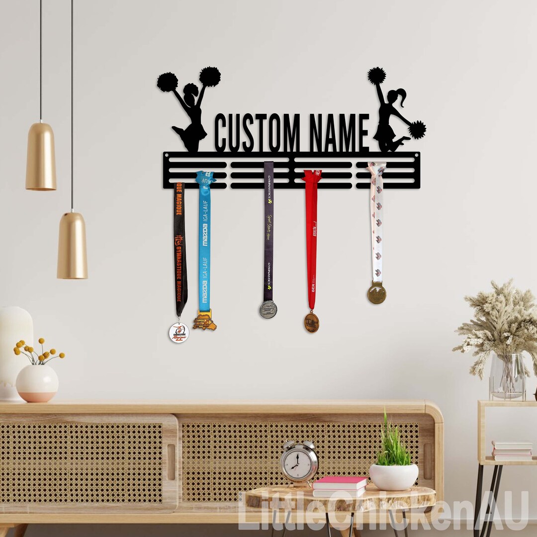 Custom Cheerleader Medal Hanger, Cheerleading Wall Art Gift ...