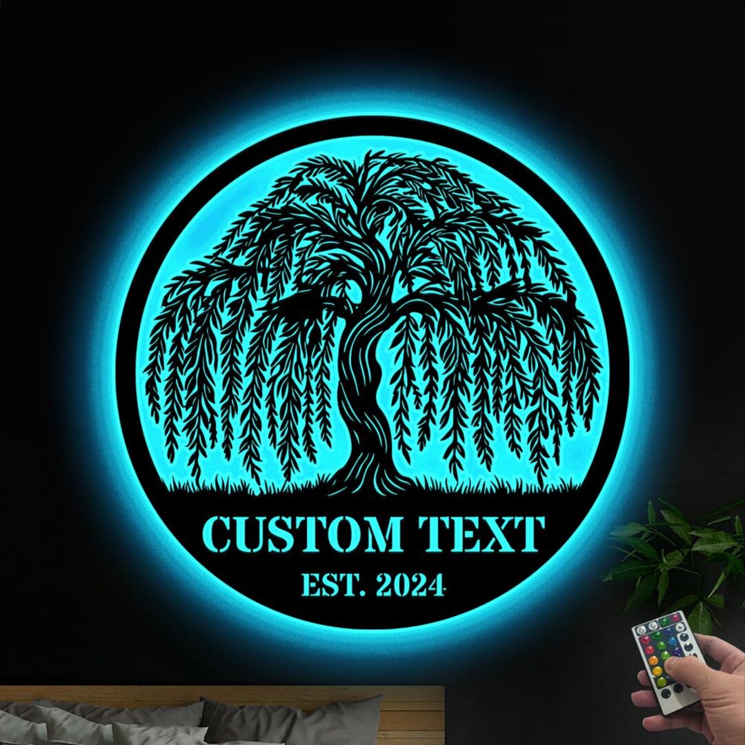 Custom Family Name Willow Tree LED Light, Personalized Housewarming ...