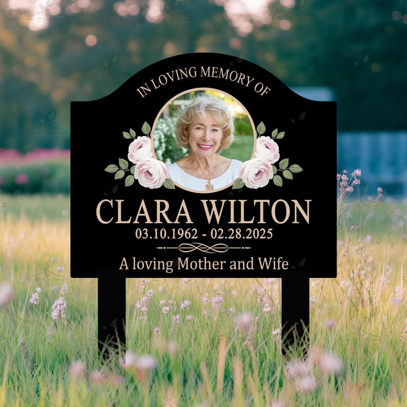 Personalized Memorial Plaque, Custom Photo Grave Sign, in Loving Memory ...