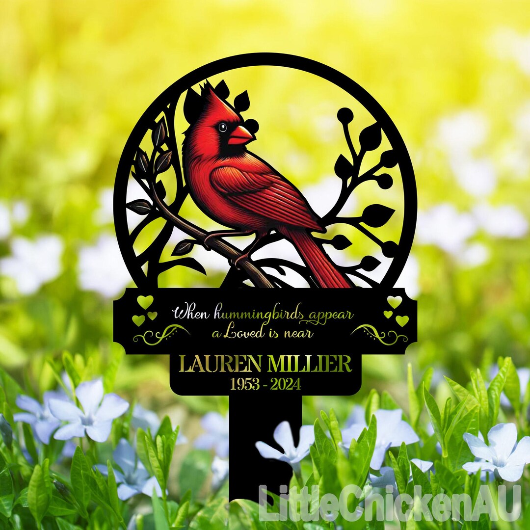 Custom Cardinal Memorial Stake Metal Sign, Cardinal Garden Stakes ...