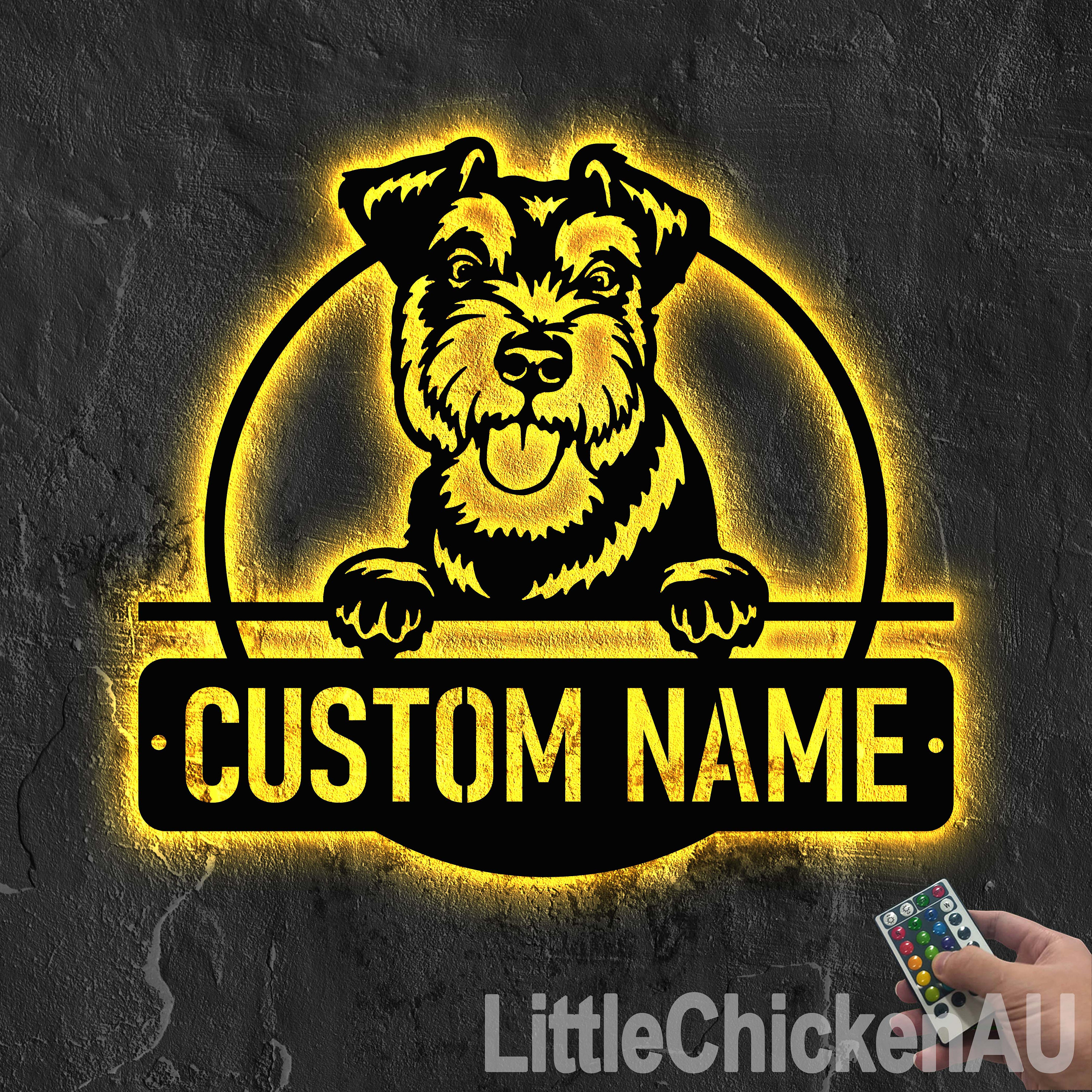 Peeking Miniature Schnauzer Metal Wall Art LED Light Custom ...