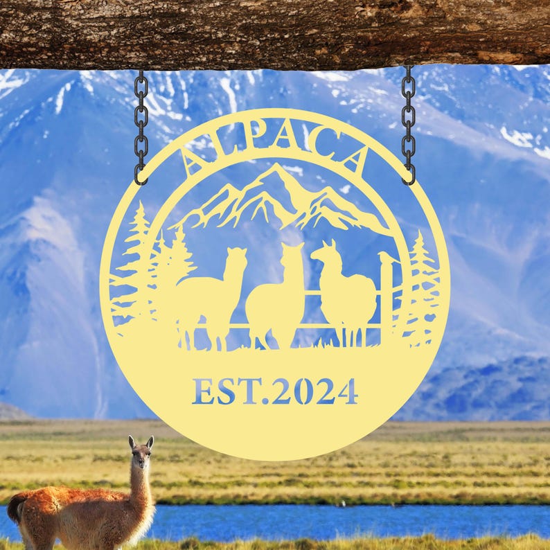 Alpaca Metal Farm Sign Custom, Personalized Alpaca Metal Sign, Gift for ...