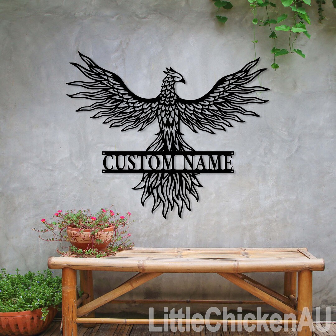 Rising Phoenix Metal Wall Art Custom, Personalized Phoenix Metal Wall ...
