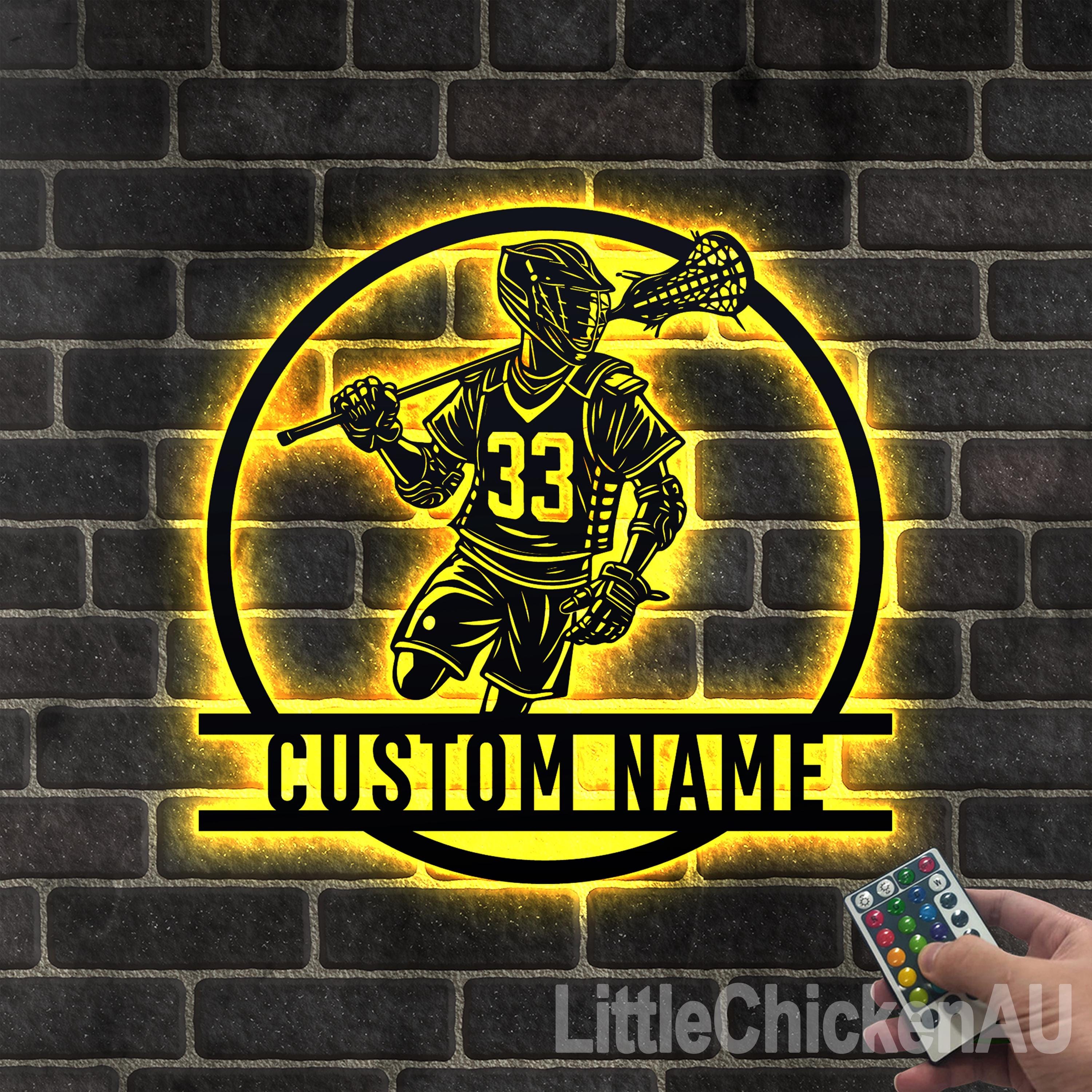 Personalized Lacrosse Sign Metal Wall Art Led Light,lacrosse Sticks and ...