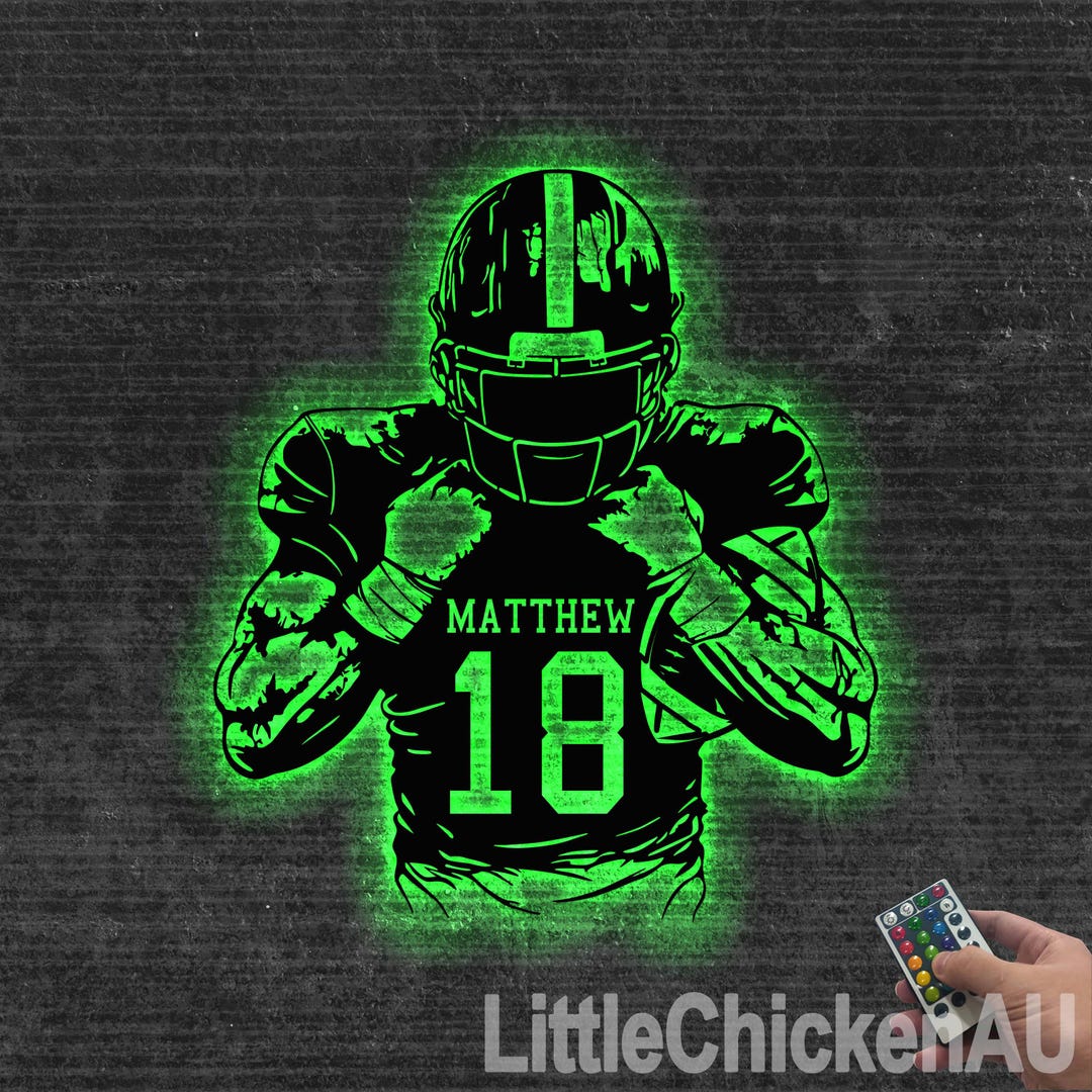 American Football Player Metal Sign Led Lights Custom, Personalized ...