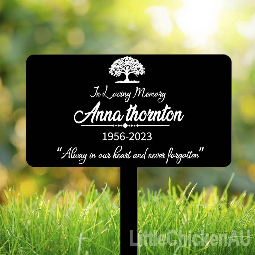 Personalized Memorial Plaque Stake, Custom Metal Grave Marker ...
