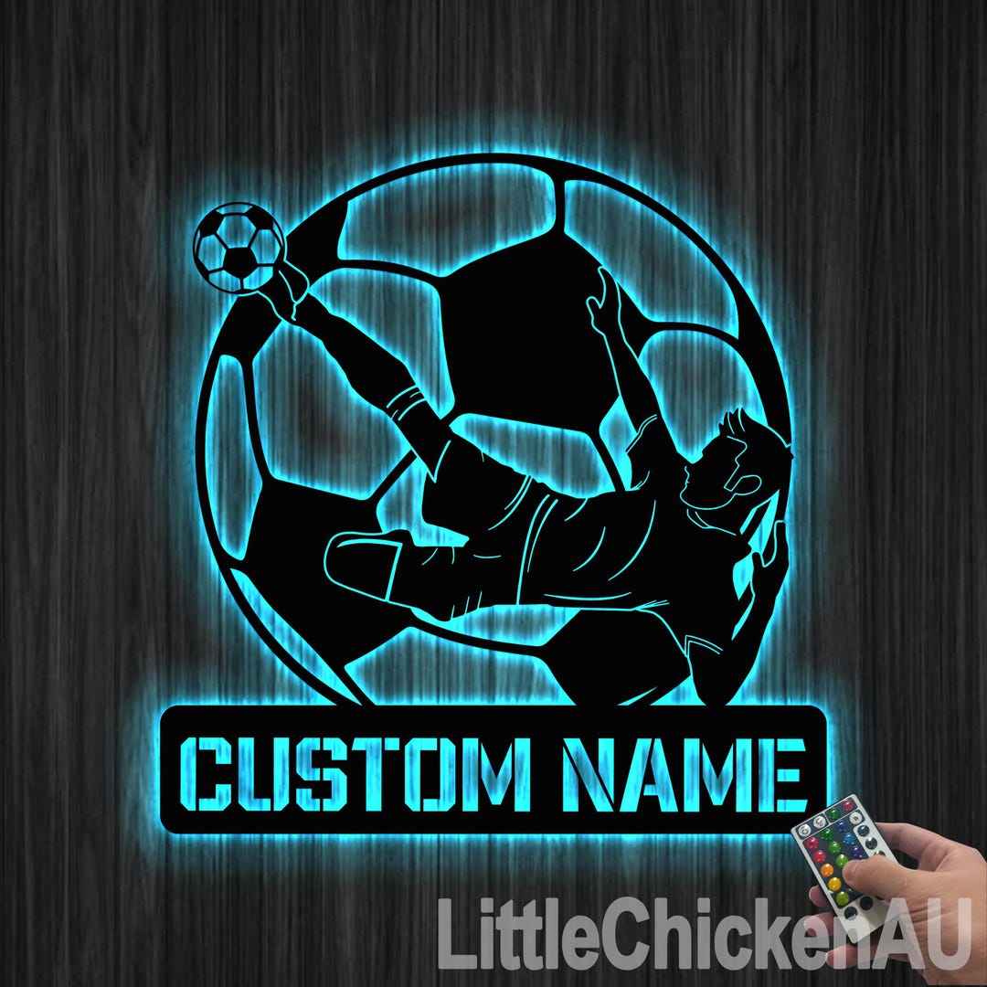 Personalized Soccer Metal Sign With Led Light, Soccer Player Sign, Gift ...