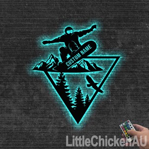 Snowboarding Metal Wall Art LED Light Custom Personalized Snowboard ...
