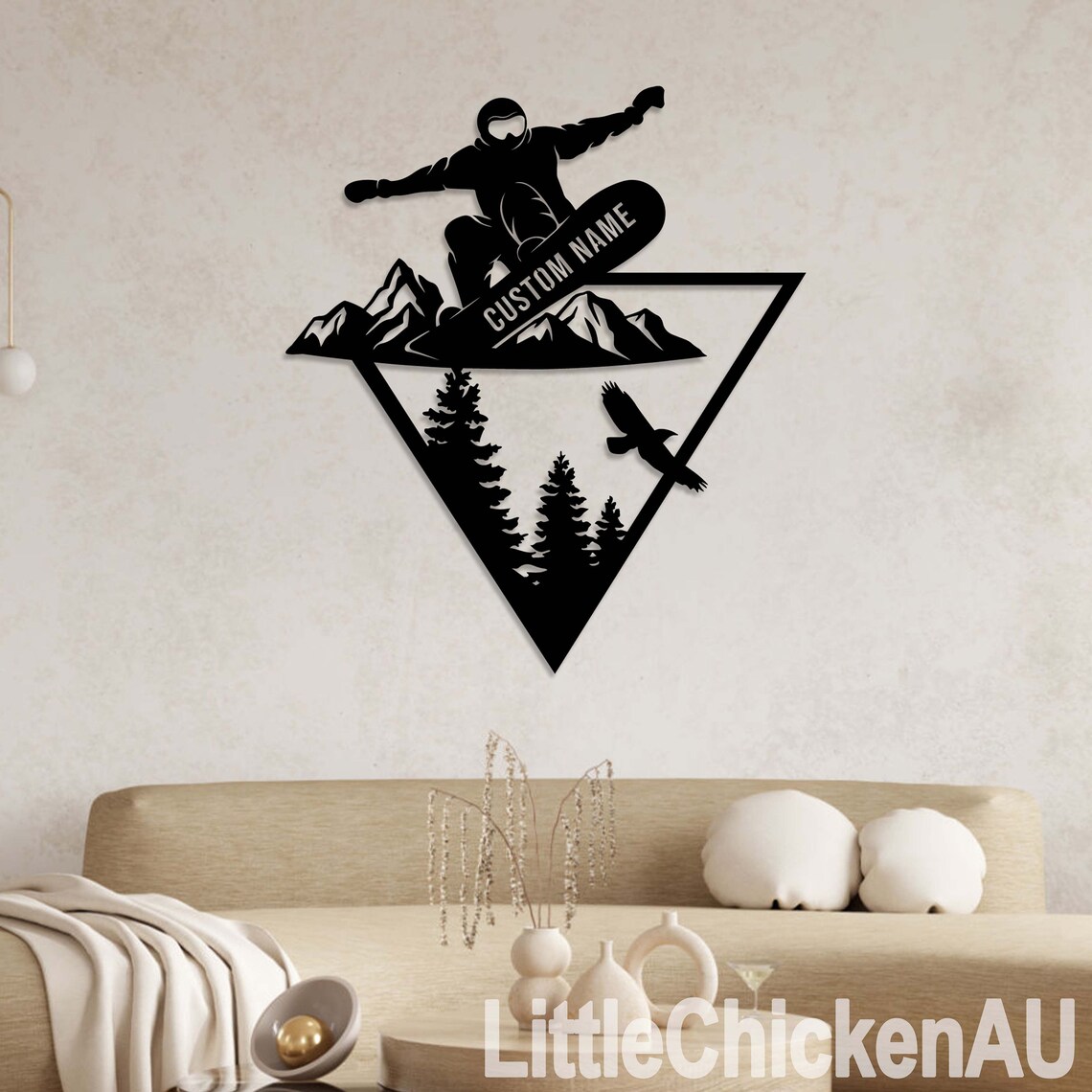 Snowboarding Metal Wall Art LED Light Custom Personalized Snowboard ...