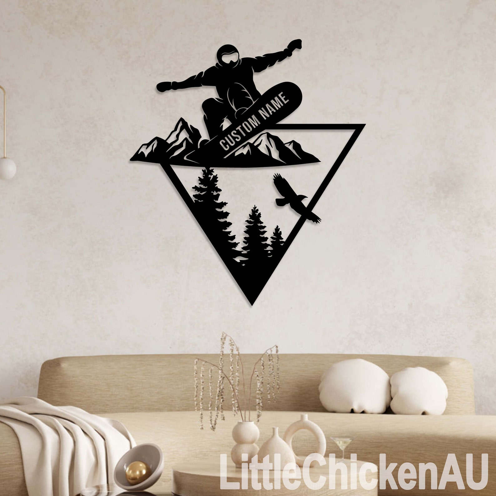 Snowboarding Metal Wall Art LED Light Custom Personalized Snowboard ...