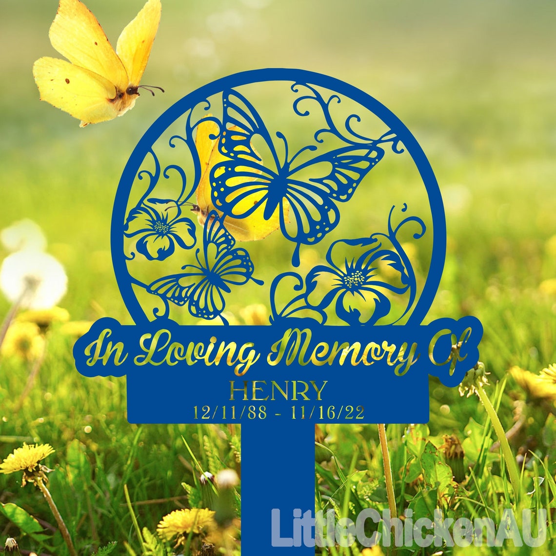 Custom Butterflies Memorial Stake, Butterflies and Flower, Butterfly ...