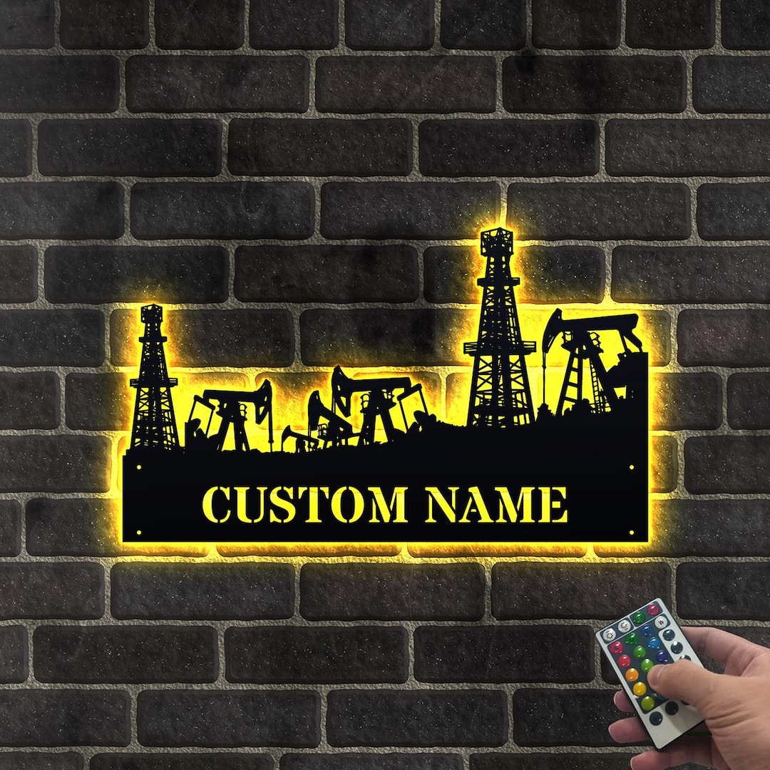 Personalized Refinery Metal Sign Wall Art With Led Lights, Custom Oil ...