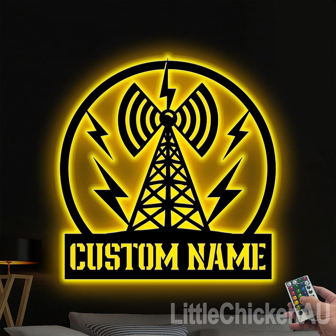 Personalized Ham Radio Metal Wall Art LED Lights, Custom Amateur Radio ...