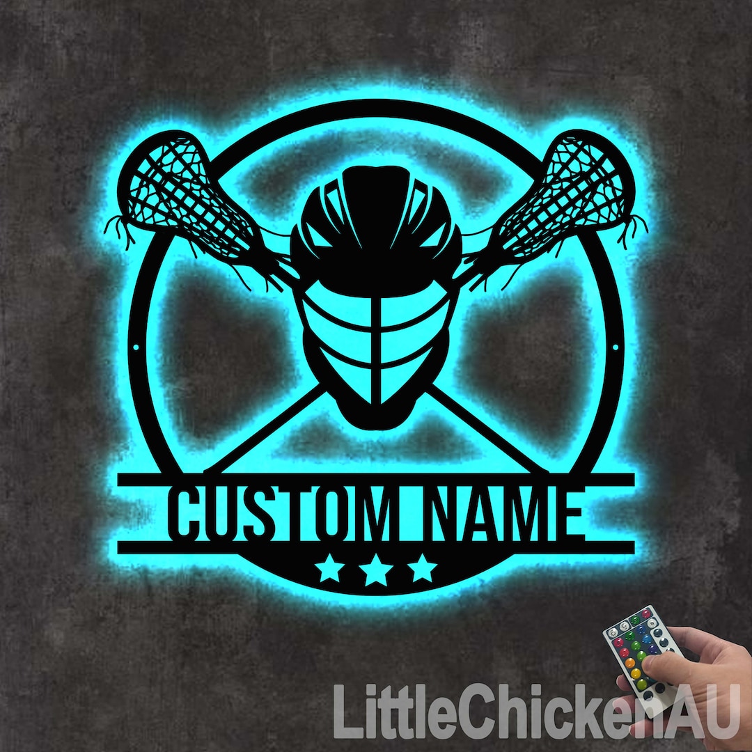 Custom Lacrosse Sign Metal Wall Art Led Light, Lacrosse Player Gift ...