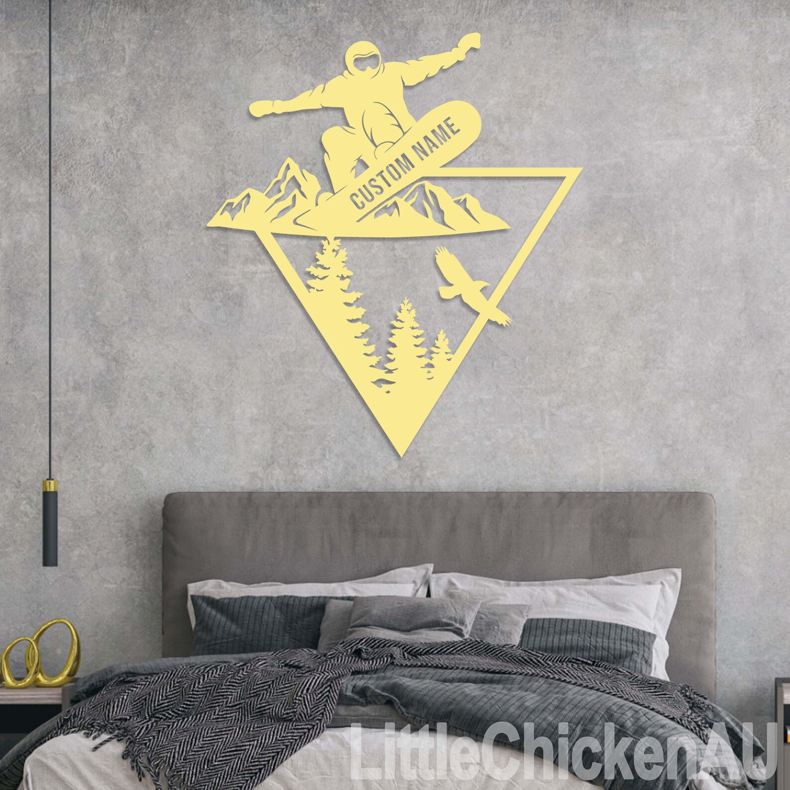 Snowboarding Metal Wall Art LED Light Custom Personalized Snowboard ...