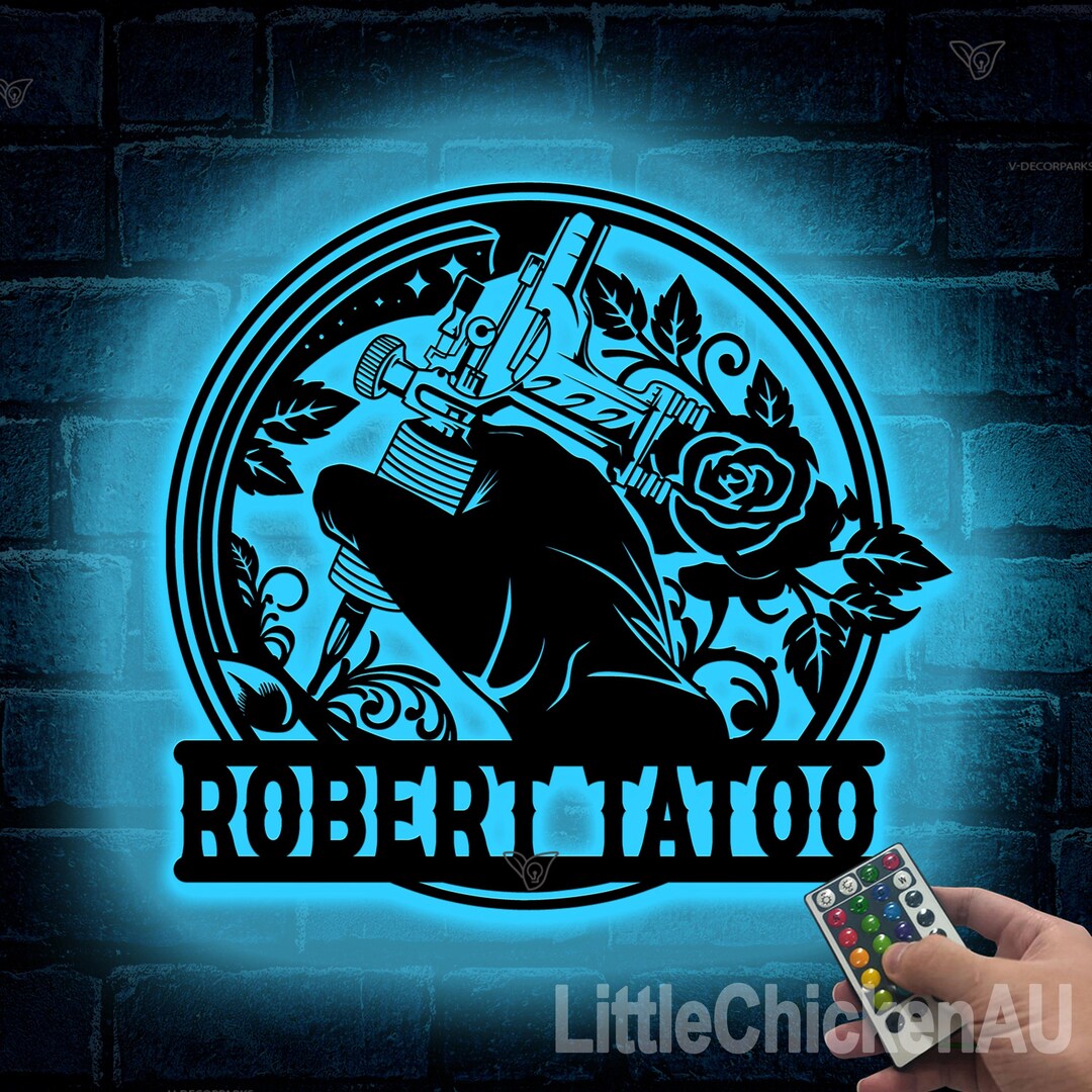 Personalized Tattoo Machine Metal Sign With LED Light, Tattoo Artist ...