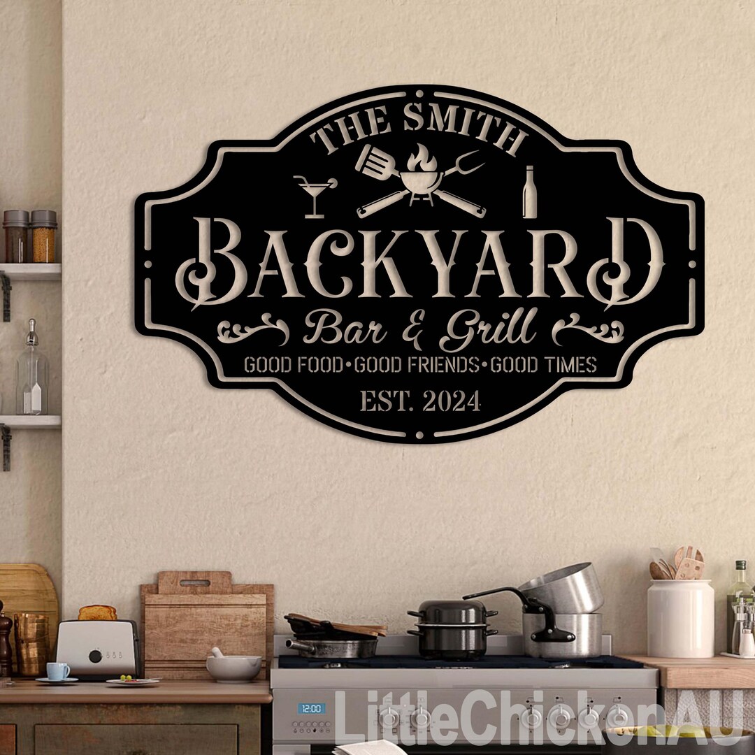 Personalized Backyard Pool Metal Sign, Backyard Patiooutdoor Wall Decor ...