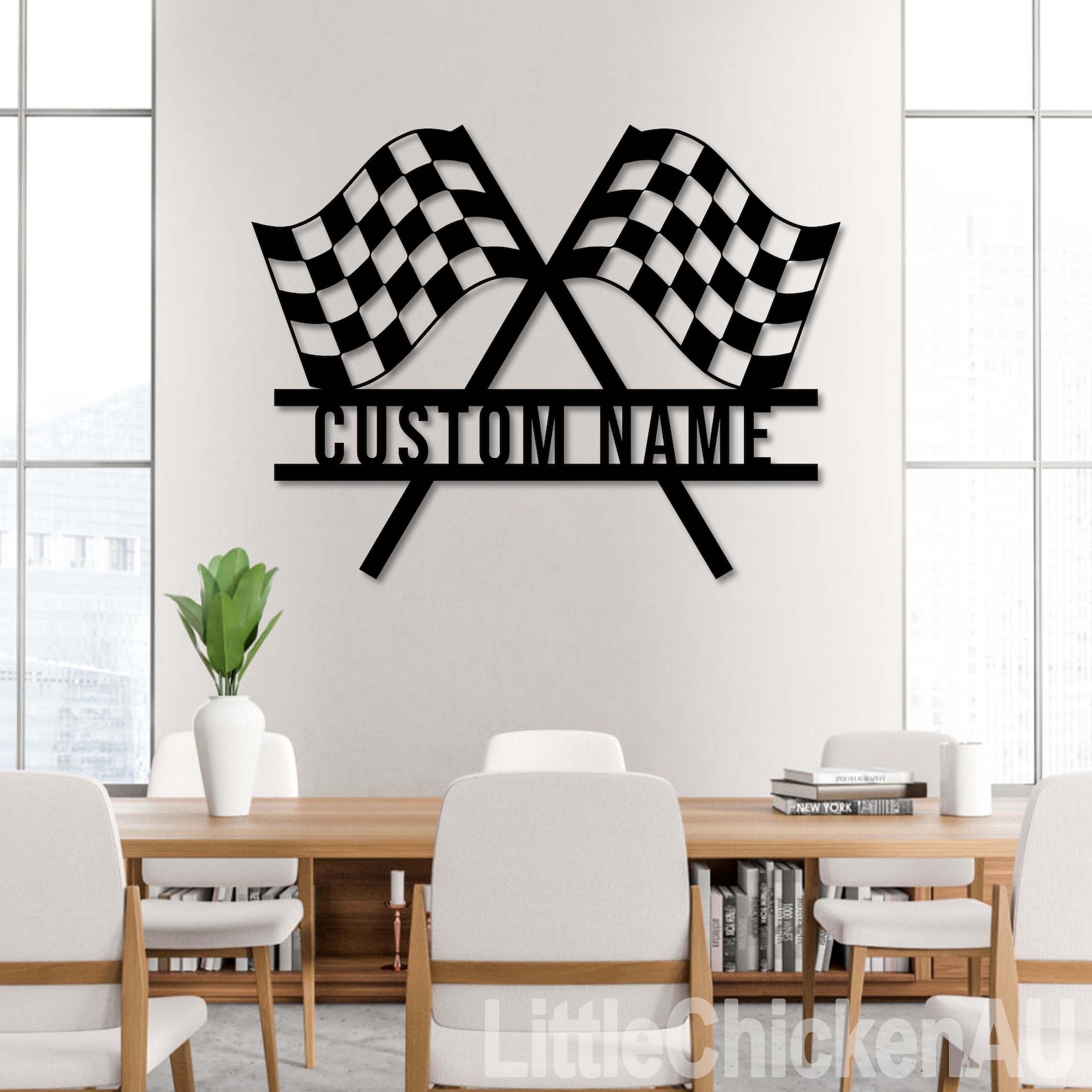 Personalized Start Finish Racing Flag Metal Wall Art LED Lights, Custom ...