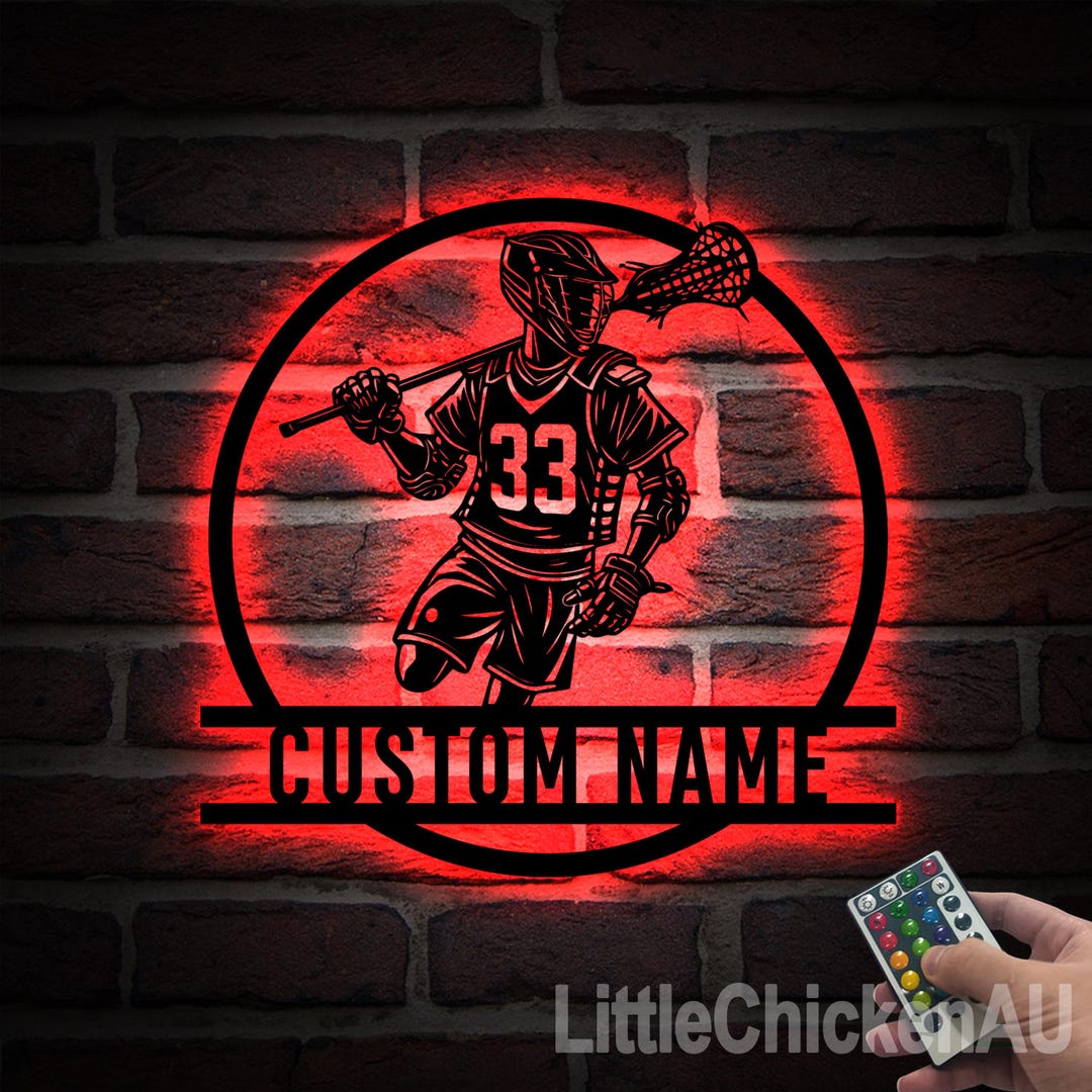 Personalized Lacrosse Sign Metal Wall Art Led Light,lacrosse Sticks and ...