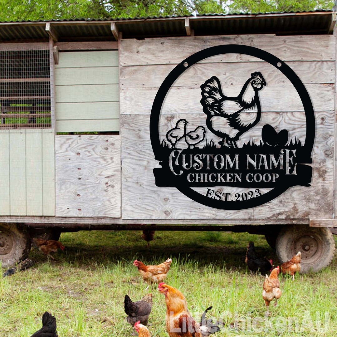 Personalized Chicken Coop Name Sign, Custom Chicken Coop Metal Sign ...