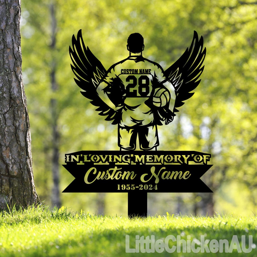 Custom Volleyball Metal Memorial Stake, Personalized Player Grave ...