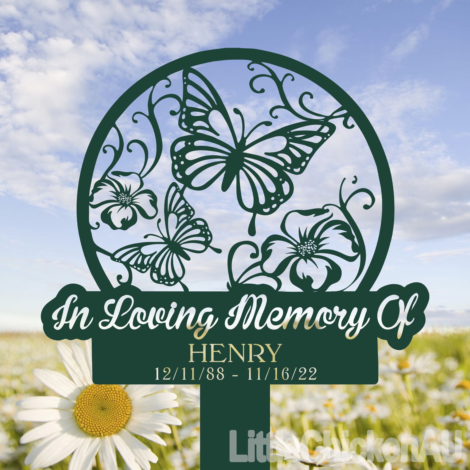 Custom Butterflies Memorial Stake, Butterflies and Flower, Butterfly ...