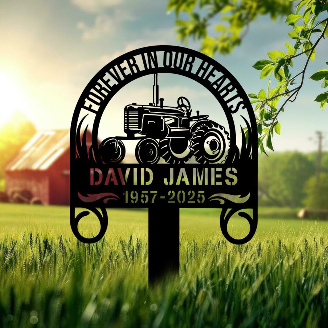 Personalized Tractor Memorial Stake, Custom Grave Marker for Farmer ...