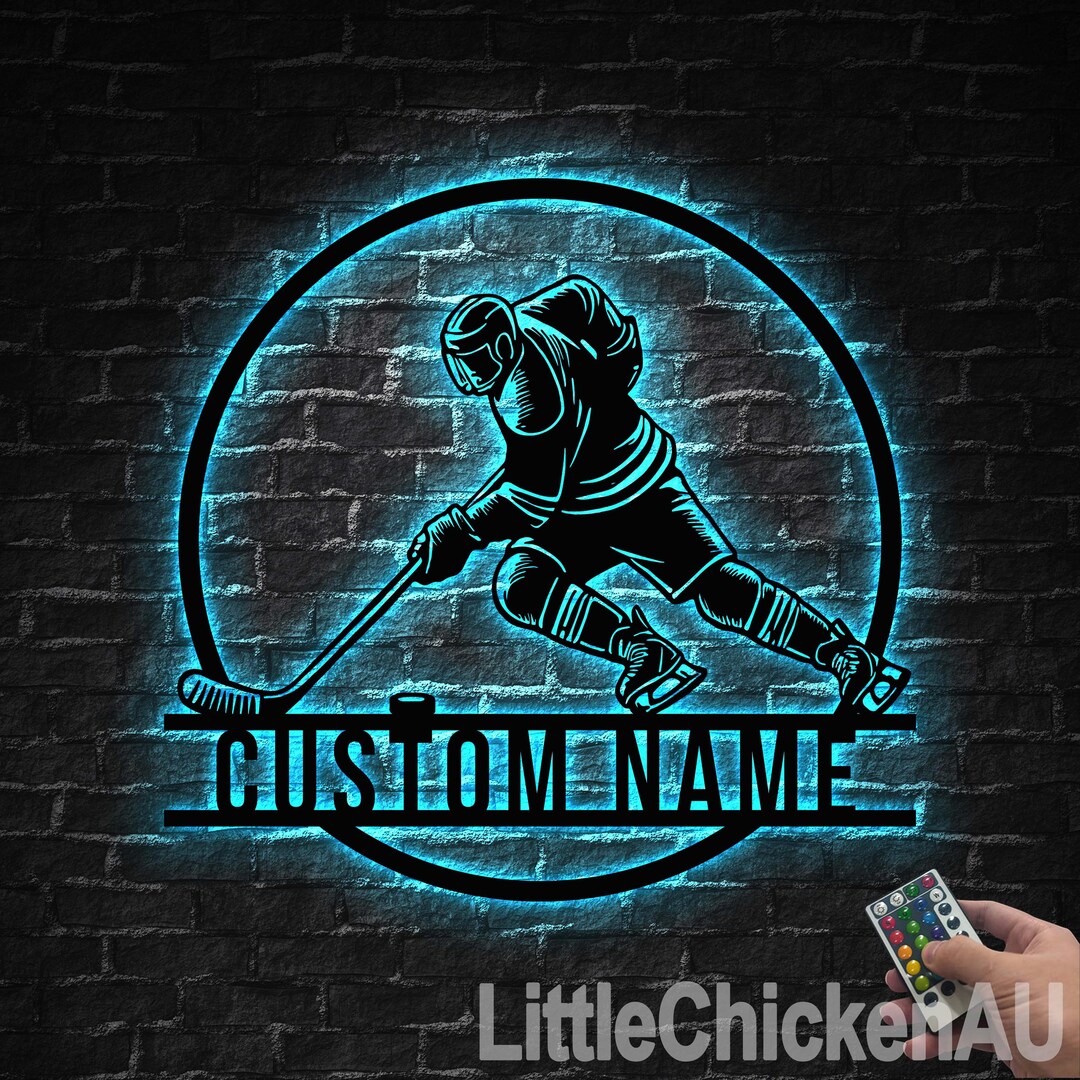 Personalized Hockey Metal Sign With Led Lights, Hockey Coach Gift ...