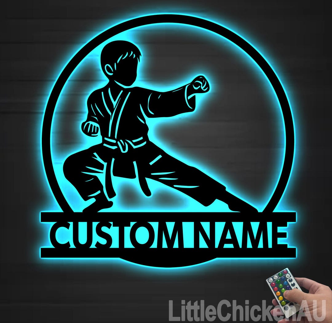 Personalized Boy Karate Metal Wall Art With Led Lights, Martial Arts ...