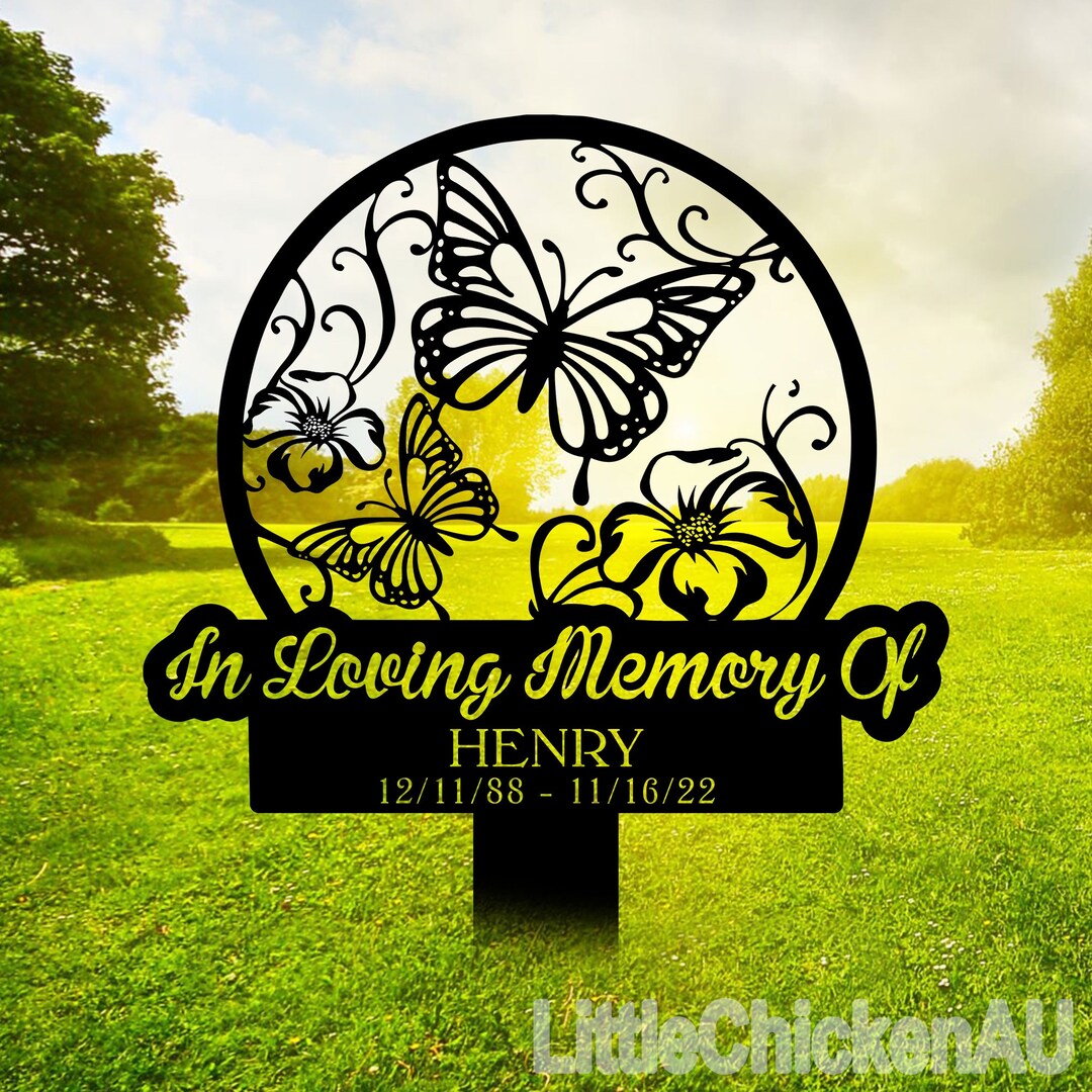 Custom Butterflies Memorial Stake, Butterflies and Flower, Butterfly ...