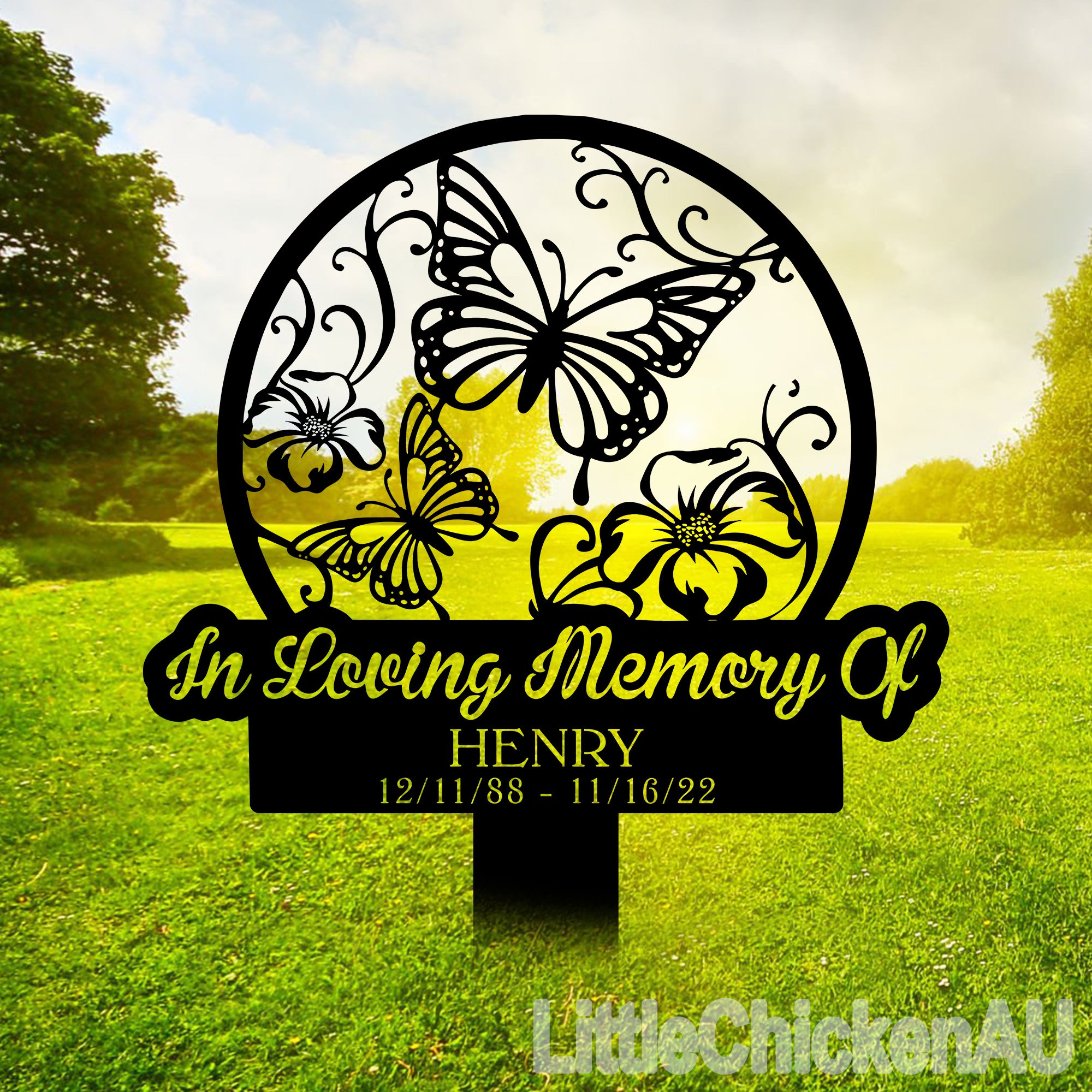 Custom Butterflies Memorial Stake, Butterflies and Flower, Butterfly ...