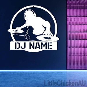 DJ Player Metal Sign With LED Light, Custom DJ Metal Wall Art, Disc ...